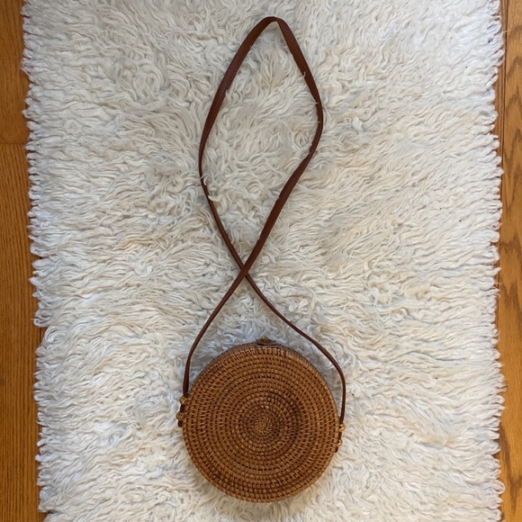 Bags | Round Wicker Cross Body Purse With Snap Latch | Poshmark